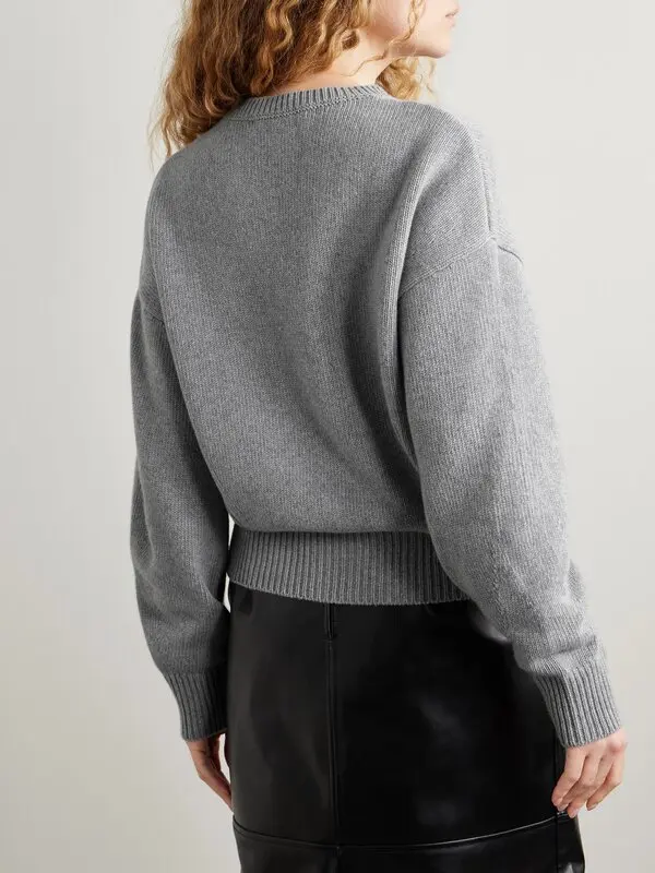 Another Tomorrow Cashmere And Wool-blend Crewneck Sweater - Gray