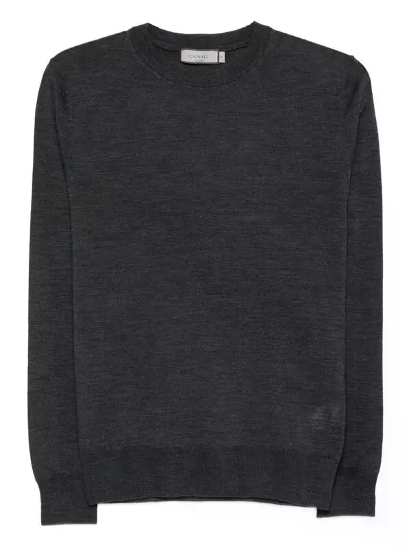 Canali Crew-neck Long Sleeve Wool T-shirt