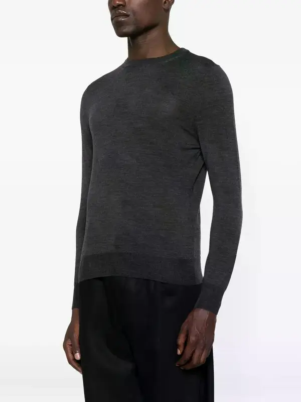 Canali Crew-neck Long Sleeve Wool T-shirt