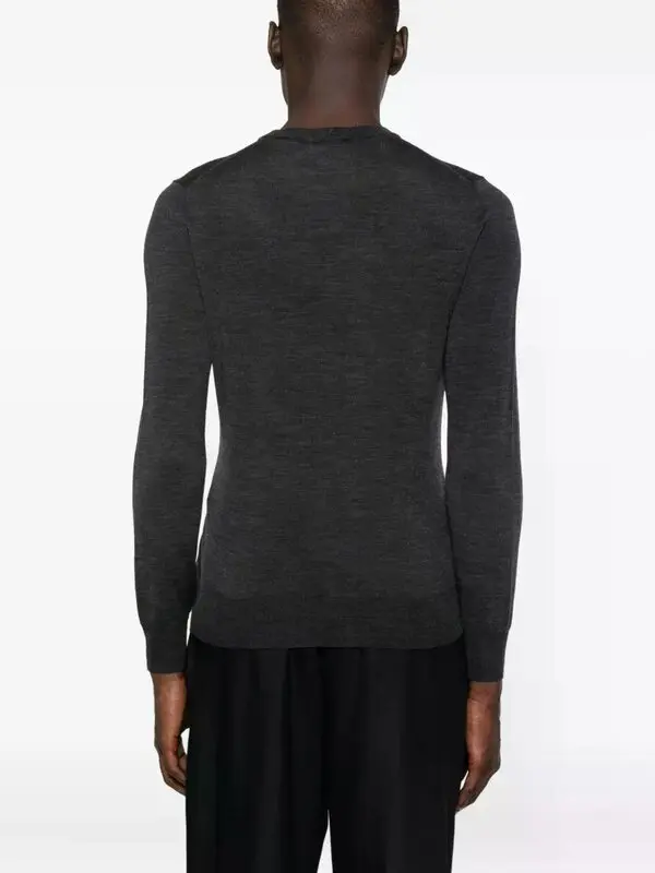 Canali Crew-neck Long Sleeve Wool T-shirt