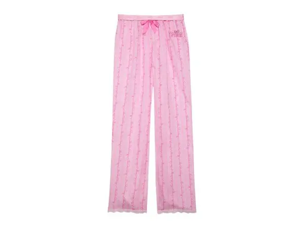 Pink X Loveshackfancy Silky Sleep Pants - Logo Mania Pink