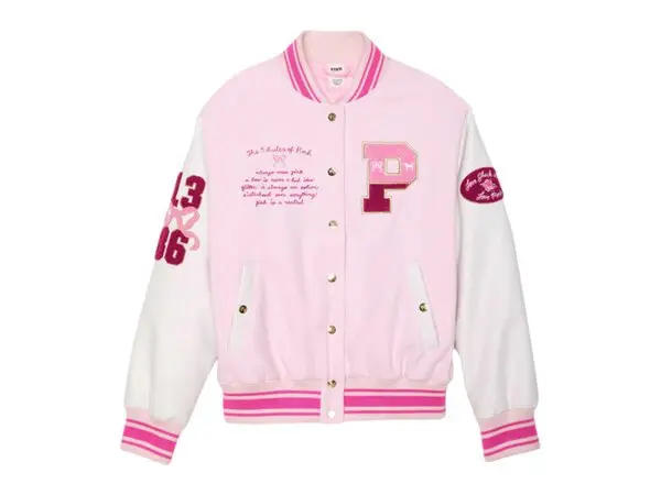 Pink X Loveshackfancy Reissued Boyfriend Varsity Jacket