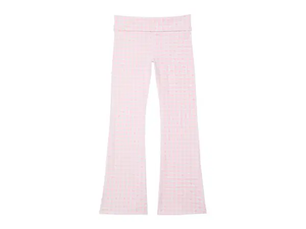 Pink X Loveshackfancy Cotton Foldover Flare Leggings - Icon Gingham