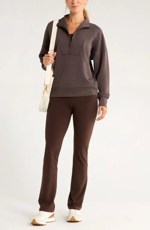 Zella Ultrasoft Half Zip Pullover - Brown Mole Heather
