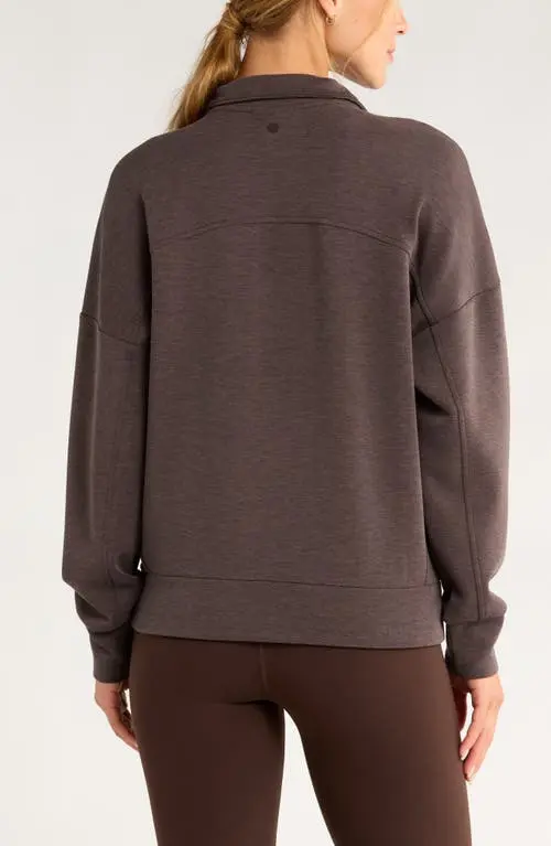 Zella Ultrasoft Half Zip Pullover - Brown Mole Heather