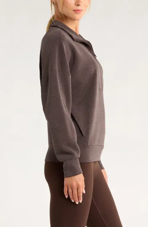 Zella Ultrasoft Half Zip Pullover - Brown Mole Heather