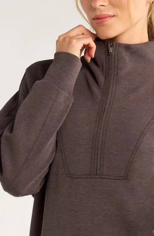 Zella Ultrasoft Half Zip Pullover - Brown Mole Heather
