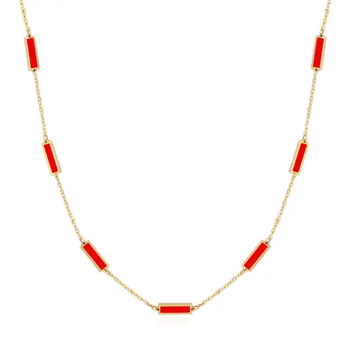 THE LOVERY FINE JEWELRY 14k Yellow Gold Bar Chain Necklace - Coral