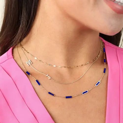 THE LOVERY FINE JEWELRY 14k Yellow Gold Lapis Bar Chain Necklace