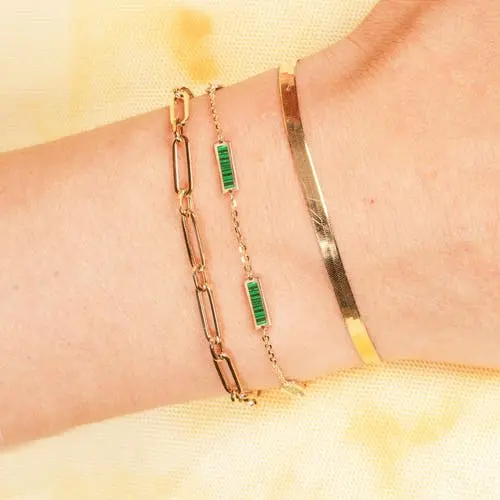 THE LOVERY Malachite Bar Chain Bracelet