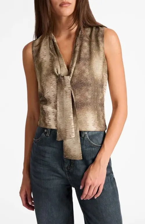 Santorelli Teca Sleeveless Tie-neck Blouse