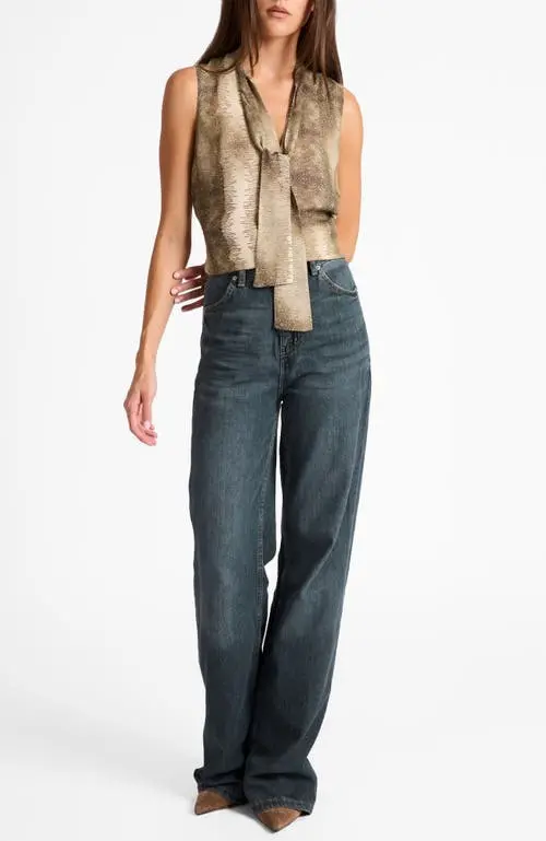 Santorelli Teca Sleeveless Tie-neck Blouse