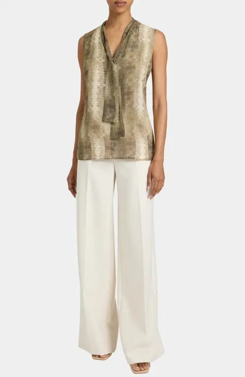 Santorelli Teca Sleeveless Tie-neck Blouse
