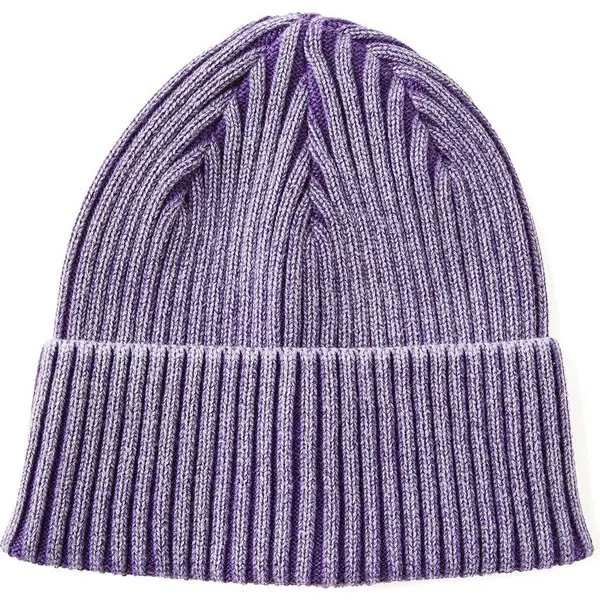 COTTON ON High Fold Ribbed Beanie - Black Purple Acid Dance