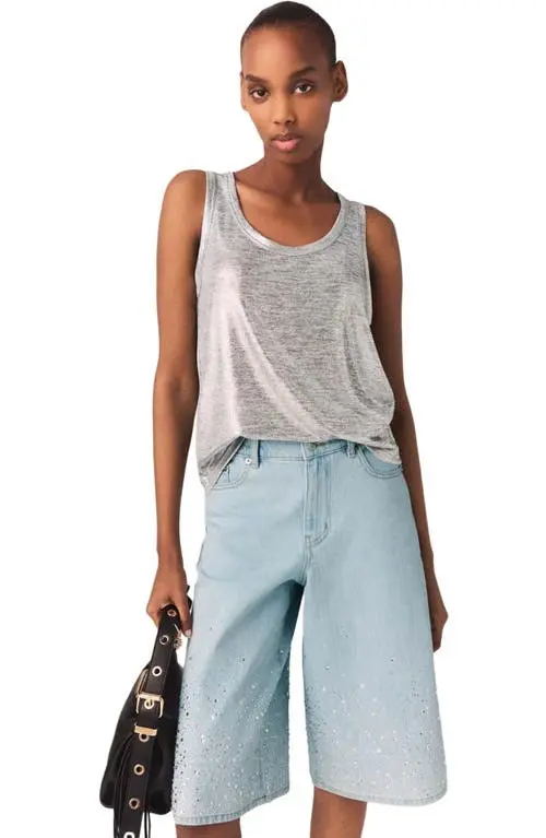 Maje Metallic Knit Sleeveless Top - Silver