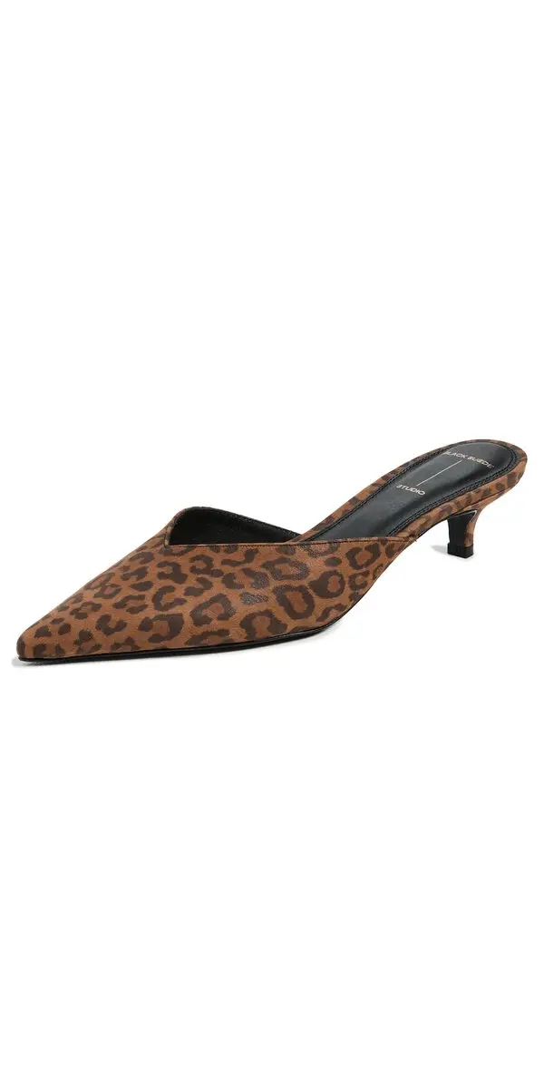 BLACK SUEDE STUDIO Sofia Suede Kitten Heel Mules - Leopard Nubuck