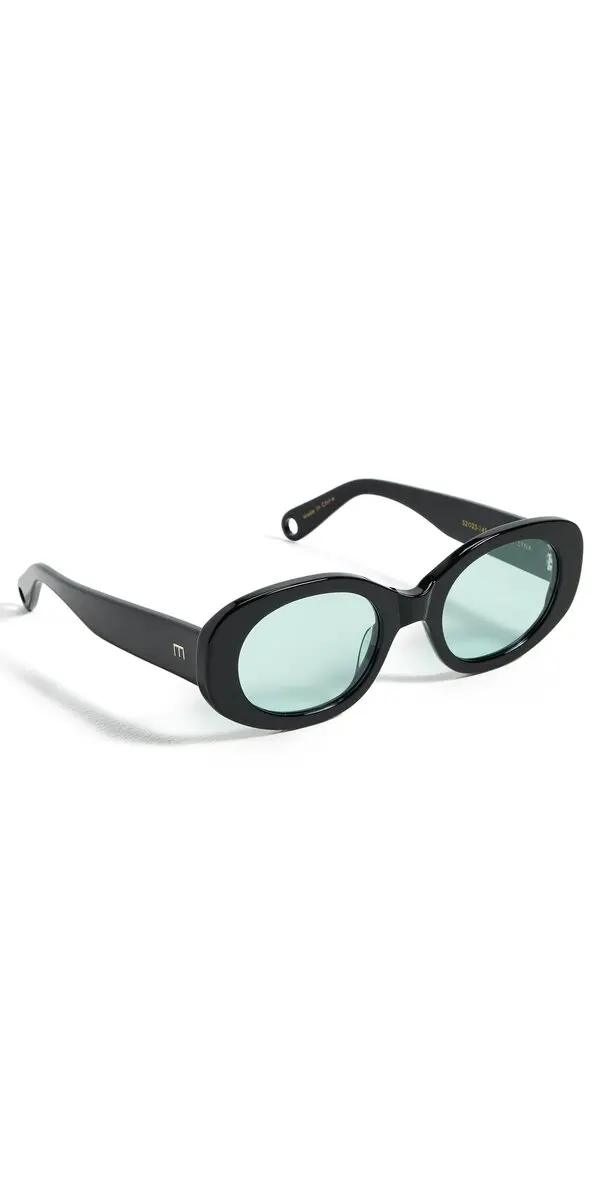 ELISA JOHNSON Lyna Oval Sunglasses - Gloss Black