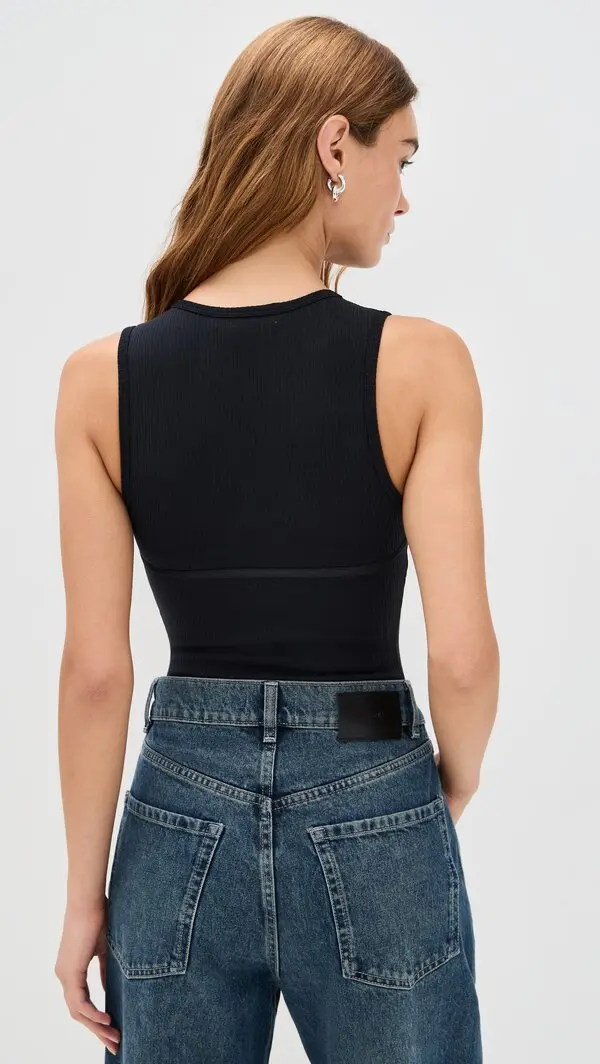 FLEUR DU MAL Hourglass Ribbed Bodysuit - Black