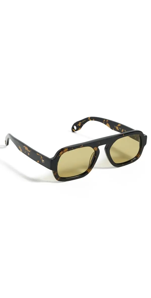 ELISA JOHNSON Jane Mini Sunglasses - Dark Brown Tort Olive Green Lens