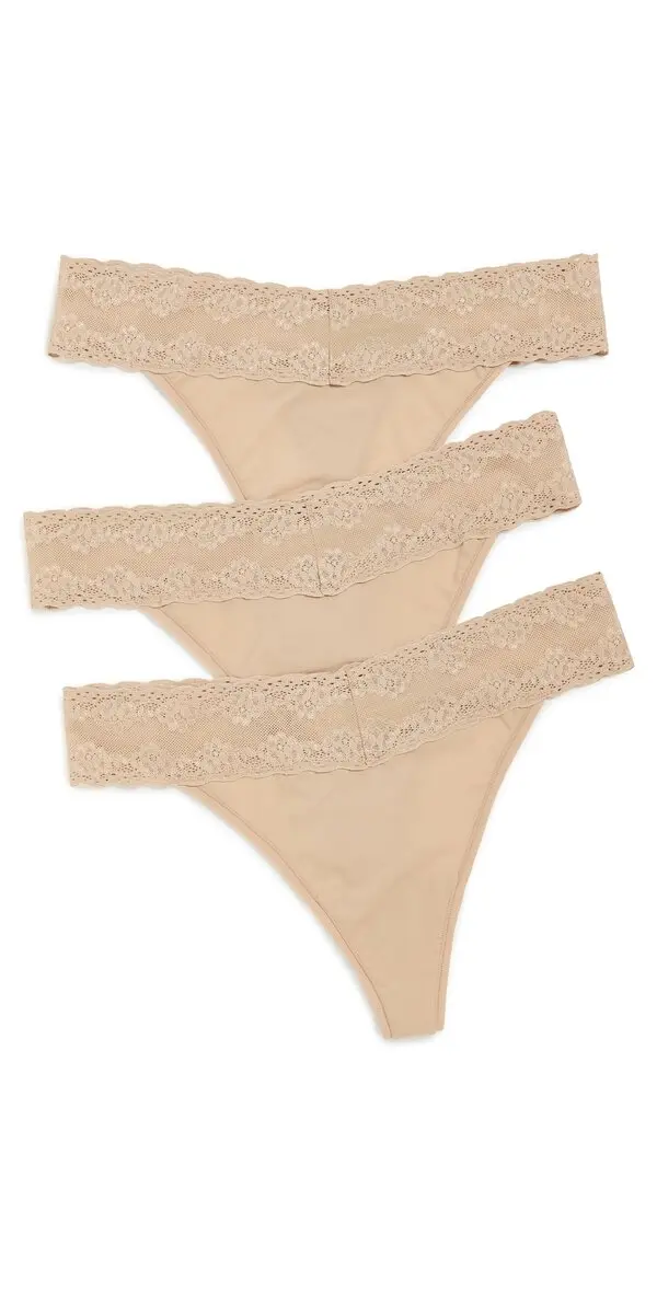 Natori Bliss Perfection Thong 3 Pack - Cafe