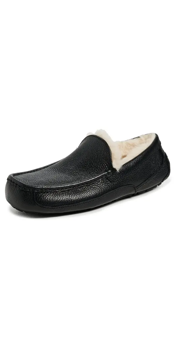 UGG Ascot Leather Slippers - Black