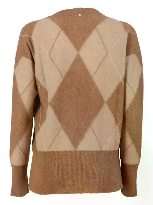 Lorena Antoniazzi Diamond-pattern V-neck Sweater - Brown