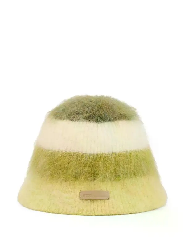 Ami Striped Mohair Bucket Hat - Green