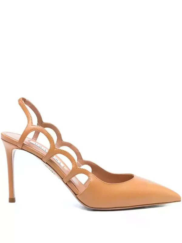 AQUAZZURA 90mm Cut-out Slingback Pumps - Neutrals