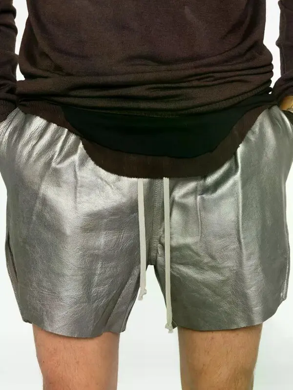 Rick Owens Leather Drawstring Shorts