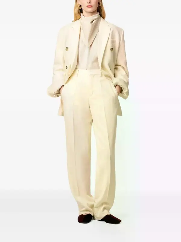 AMI Paris Wool Large-fit Trousers - Neutrals