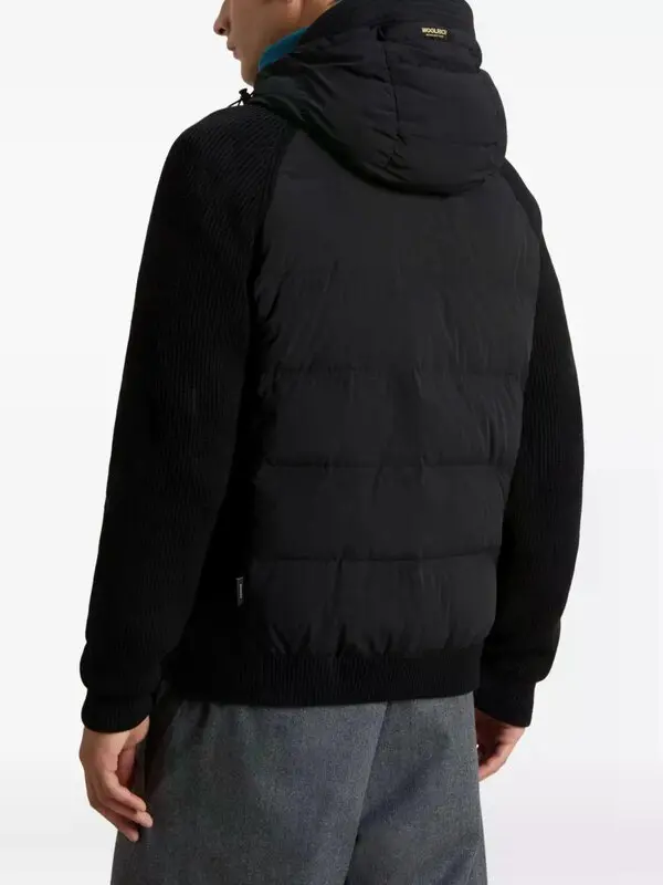 Woolrich Quilted Knit-panel Coat - Black