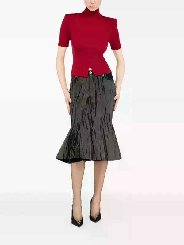 Roberto Cavalli Striated-effect Midi Skirt
