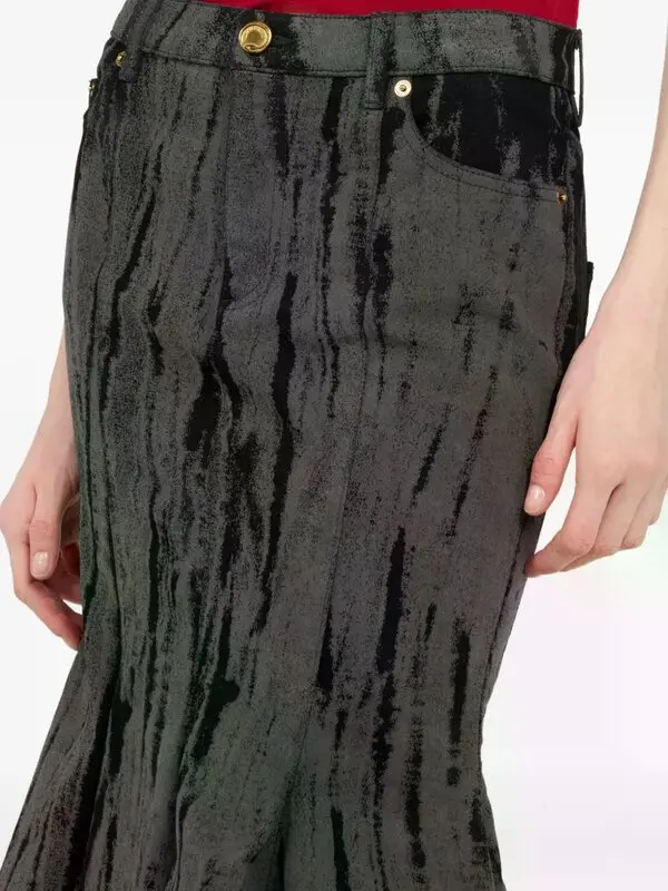 Roberto Cavalli Striated-effect Midi Skirt