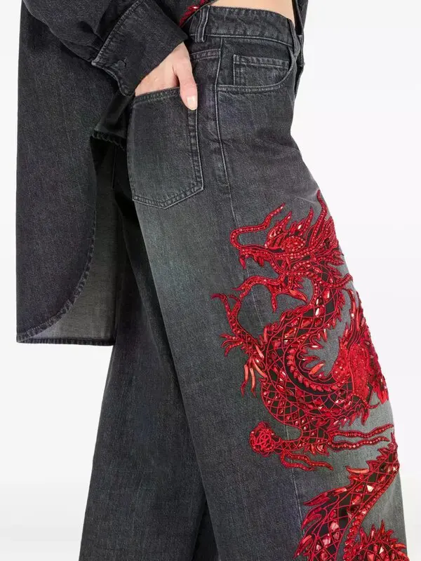 Roberto Cavalli Dragon-sequin Jeans