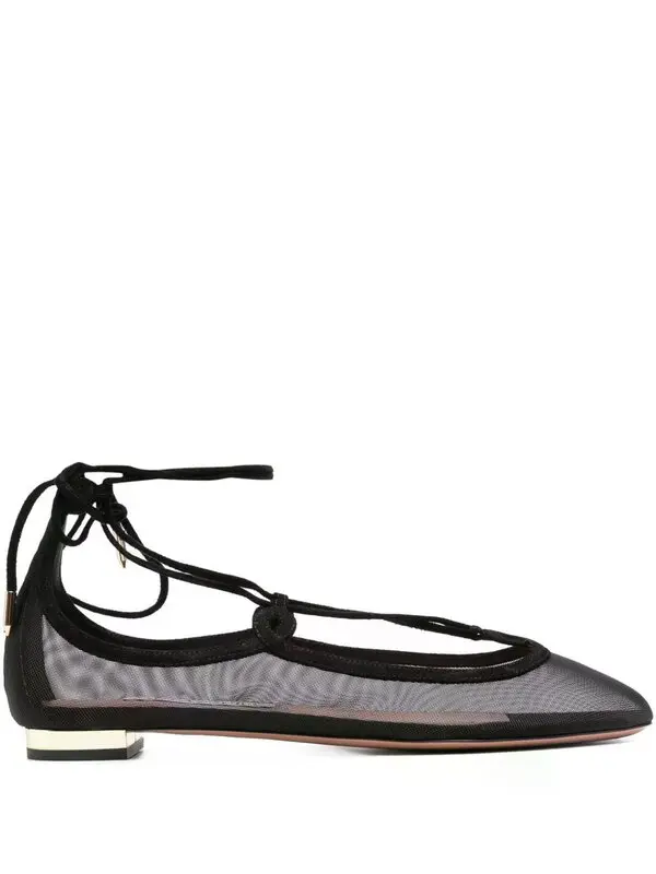 AQUAZZURA Lace-up Mesh Flat Pumps