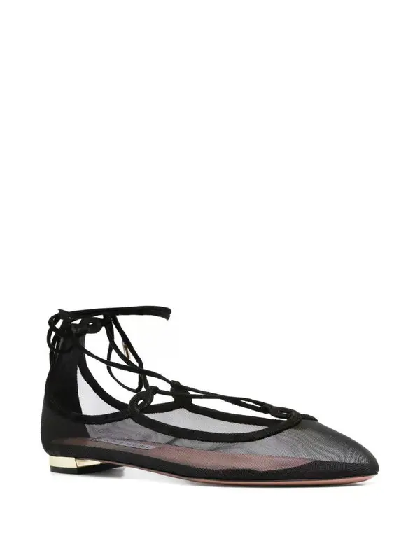 AQUAZZURA Lace-up Mesh Flat Pumps