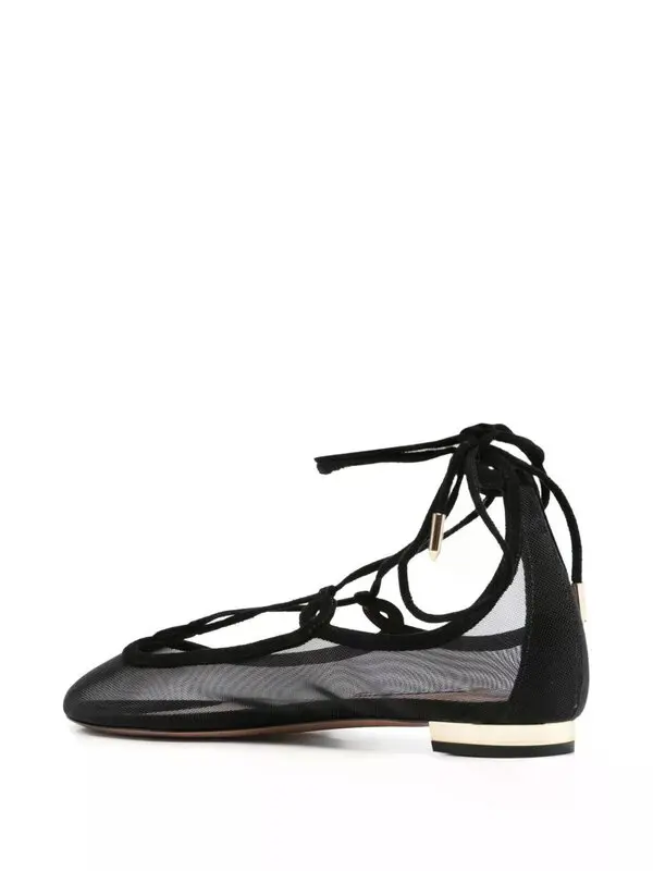 AQUAZZURA Lace-up Mesh Flat Pumps