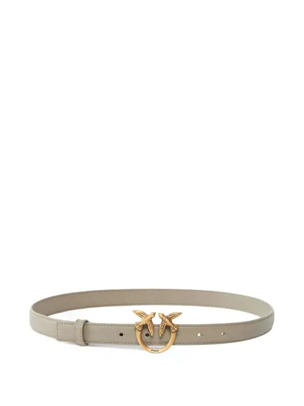 Pinko Leather Belt With Bird Buckle - Neutrals