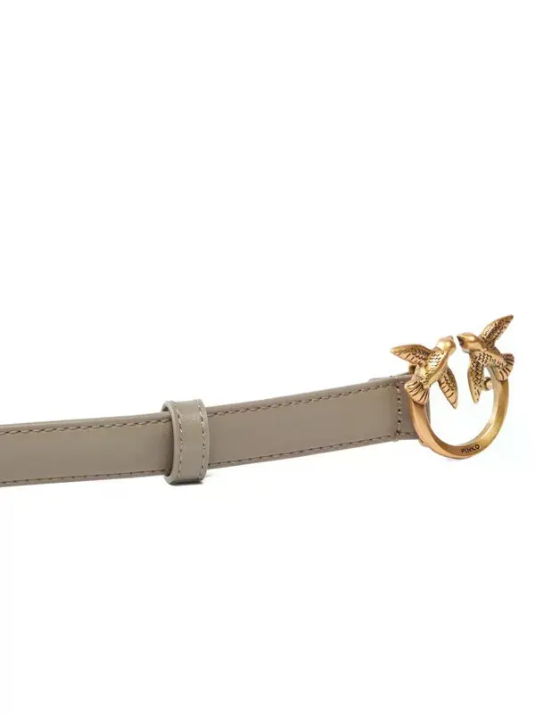 Pinko Leather Belt With Bird Buckle - Neutrals