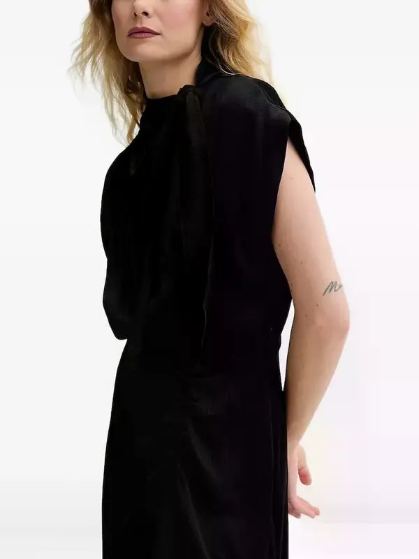 SESSUN Gathered-neck Midi Dress