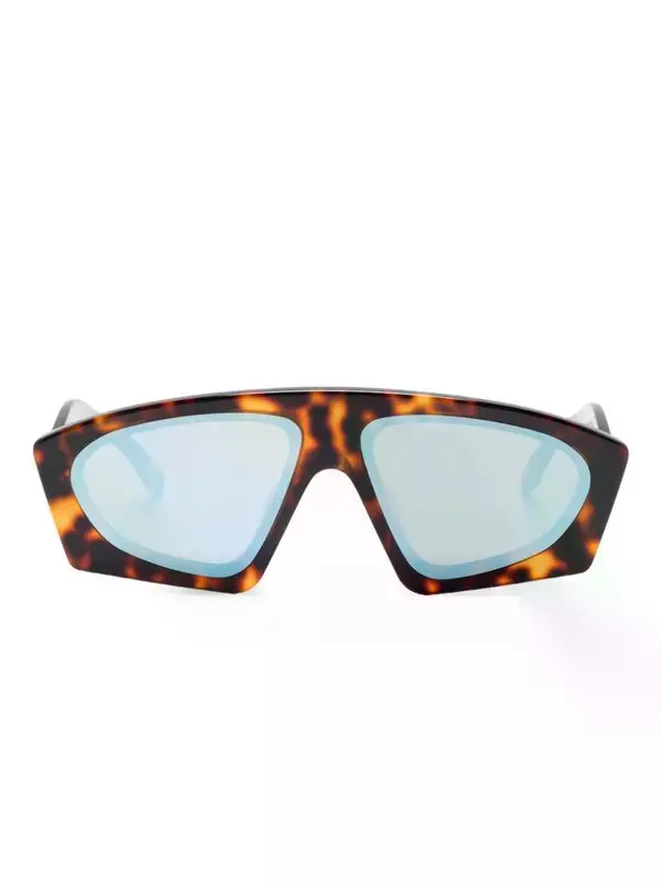 Henrik Vibskov Tortoiseshell Geometric Frame Sunglasses - Brown
