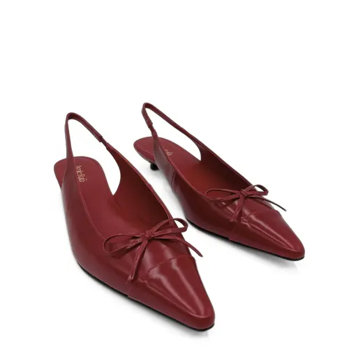 AMIE RAFA Montecito Kitten Heels - Burgundy
