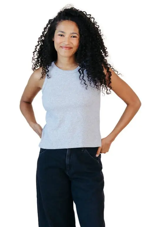 POPLINEN Charlie Ribbed Tank - Heather Gray