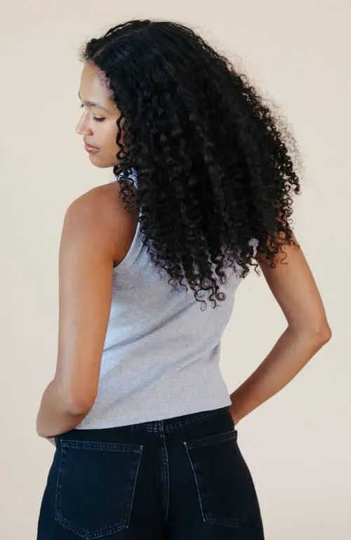 POPLINEN Charlie Ribbed Tank - Heather Gray