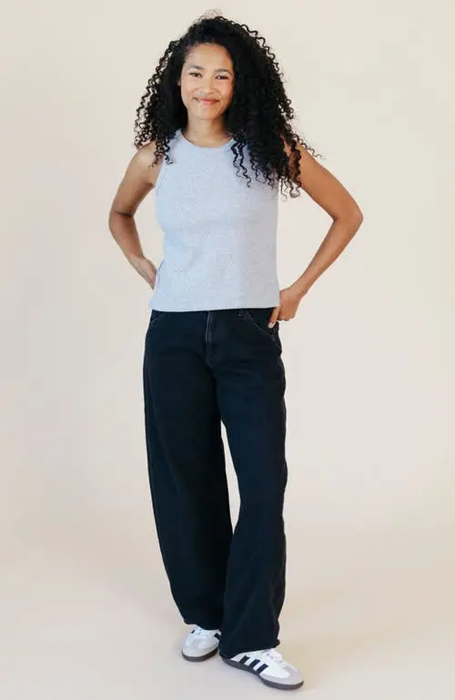 POPLINEN Charlie Ribbed Tank - Heather Gray