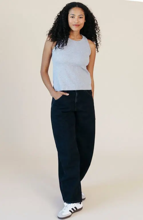 POPLINEN Charlie Ribbed Tank - Heather Gray