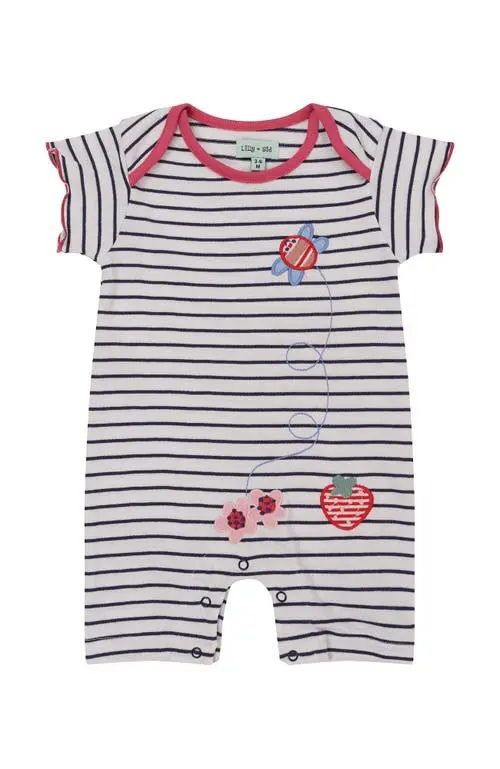 LILLY + SID Organic Cotton Stripe Print Romper - Multi