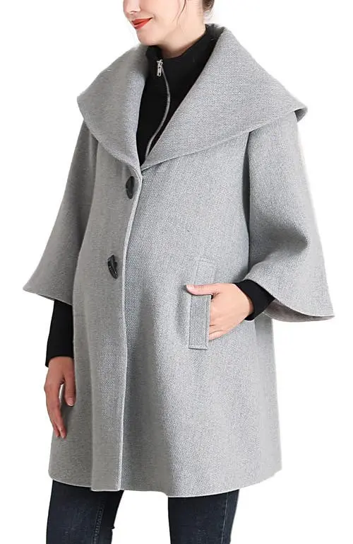 KIMI + KAI Aanya A-line Wool Coat With Removable Bib