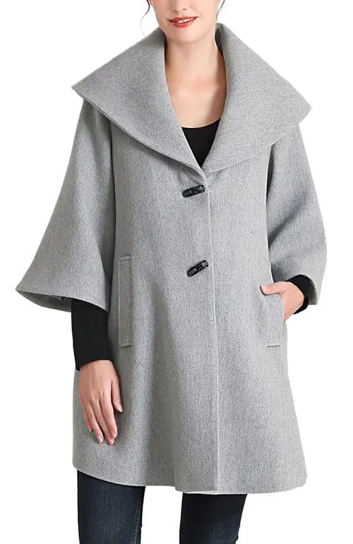 KIMI + KAI Aanya A-line Wool Coat With Removable Bib