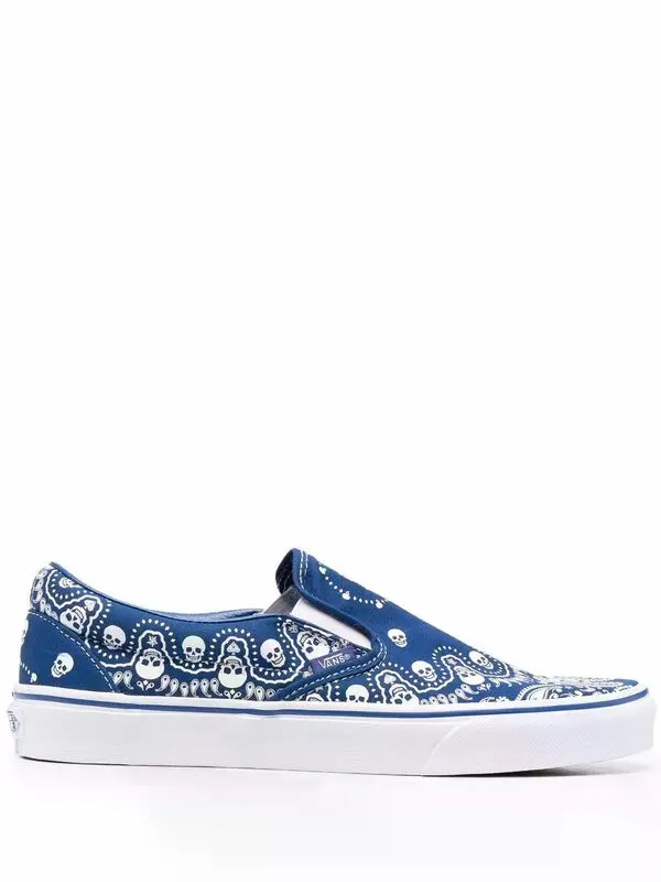 VANS Skull-print Slip-on Sneakers - Blue